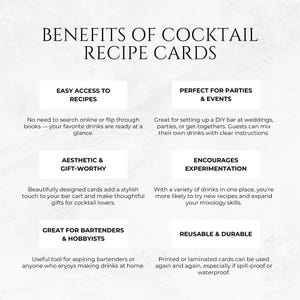 Cocktail Recipe Cards Templates Printable Drink Recipe Card Bar Cart ...