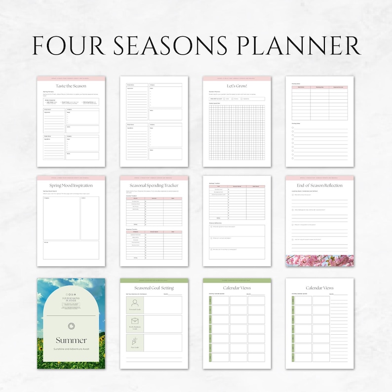 Four Seasons Planner Template Printable Spring Planner Summer Planner ...