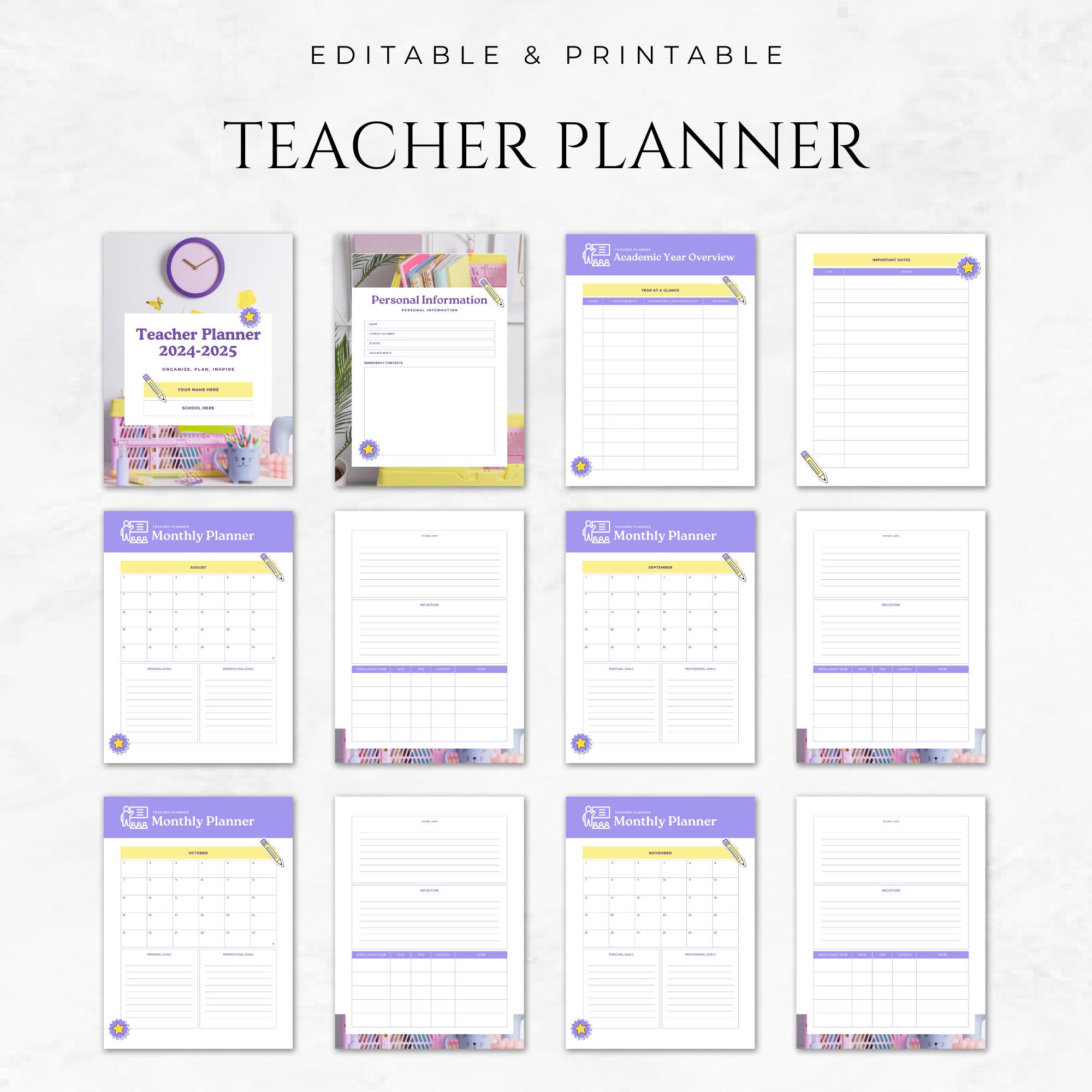 Teacher Planner Template Editable Lesson Planner Classroom Planner ...