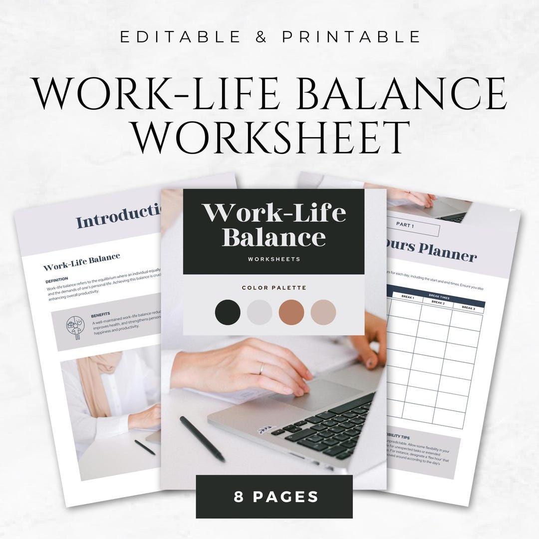 Work-life Balance Worksheet Template Printable Self Care Planner ...