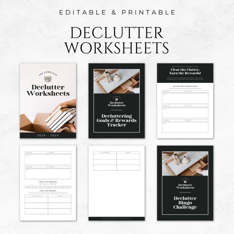 Declutter Worksheets Template Printable Home Organization Planner ...