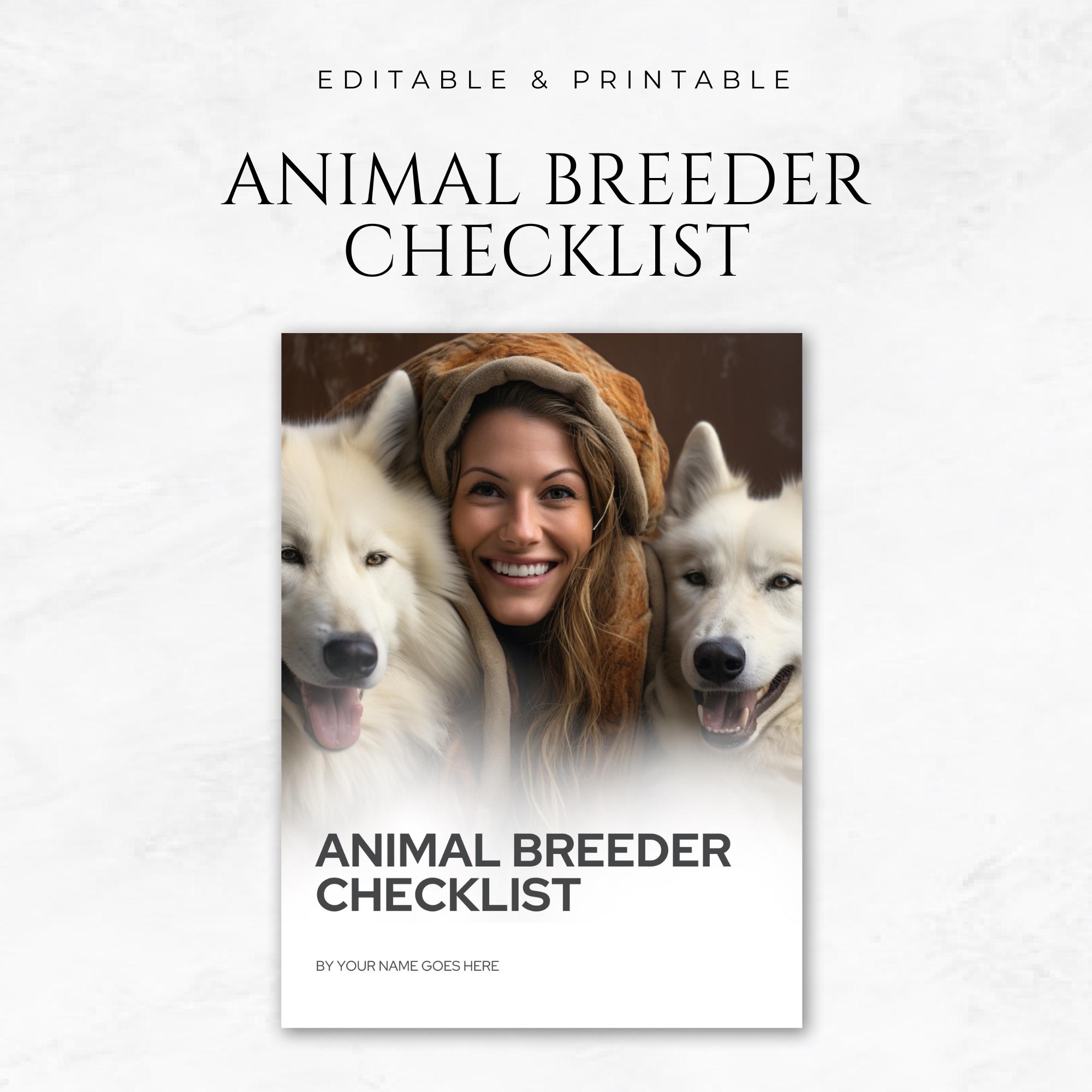 Animal Breeder Checklist Template Animal Breeding Planner Template Pet ...