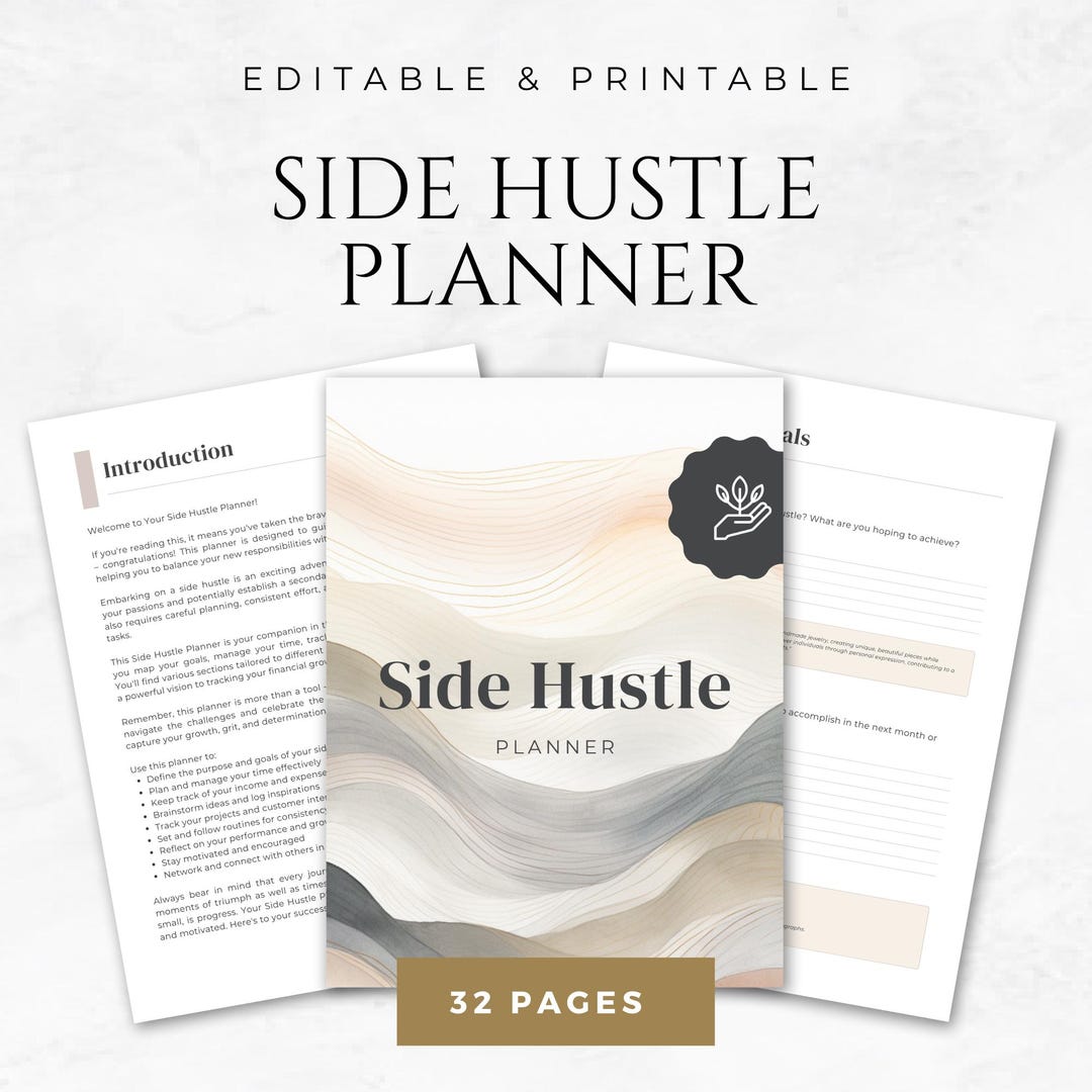 Side Hustle Planner Template Printable Entrepreneur Planner Freelancer ...
