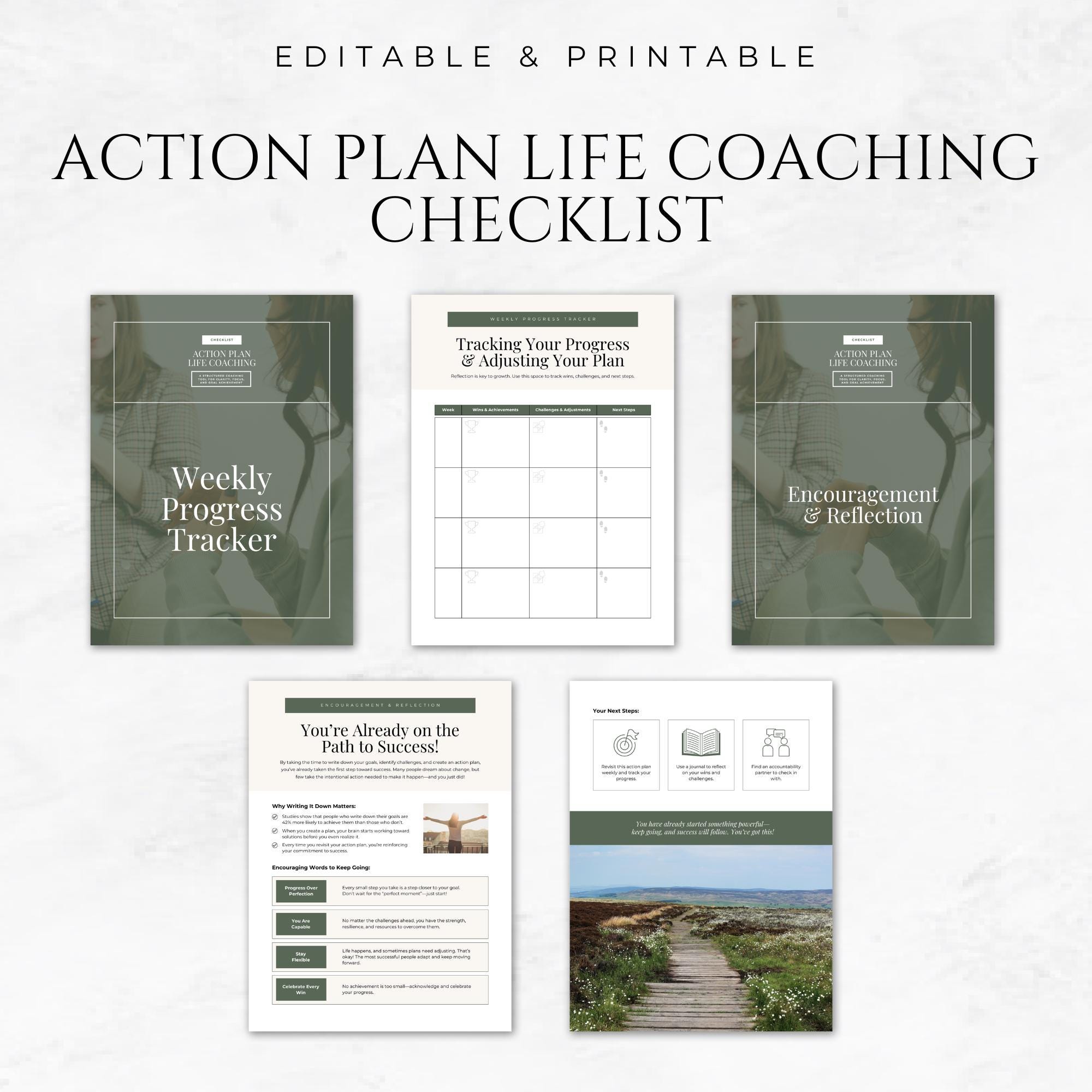 Action Plan Life Coaching Checklists Template Mindset Coaching Planner ...