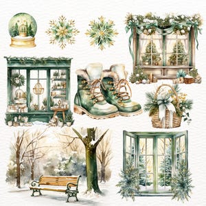 Green Christmas Clipart Holiday Clipart Christmas Decor Winter Green ...