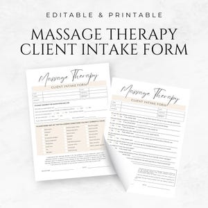 Massage Therapy Client Intake Form Template Printable Therapist Forms ...