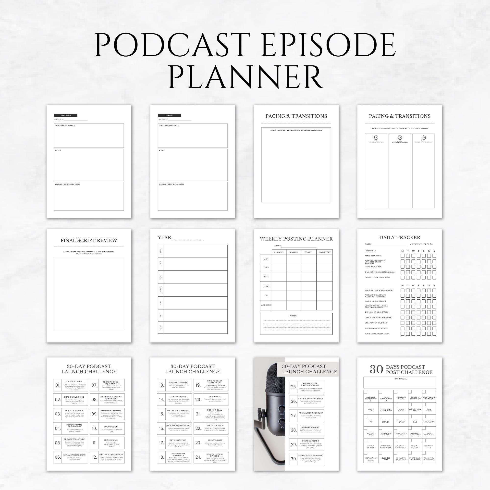 Podcast Planner Template Printable Podcast Episode Content Planner ...