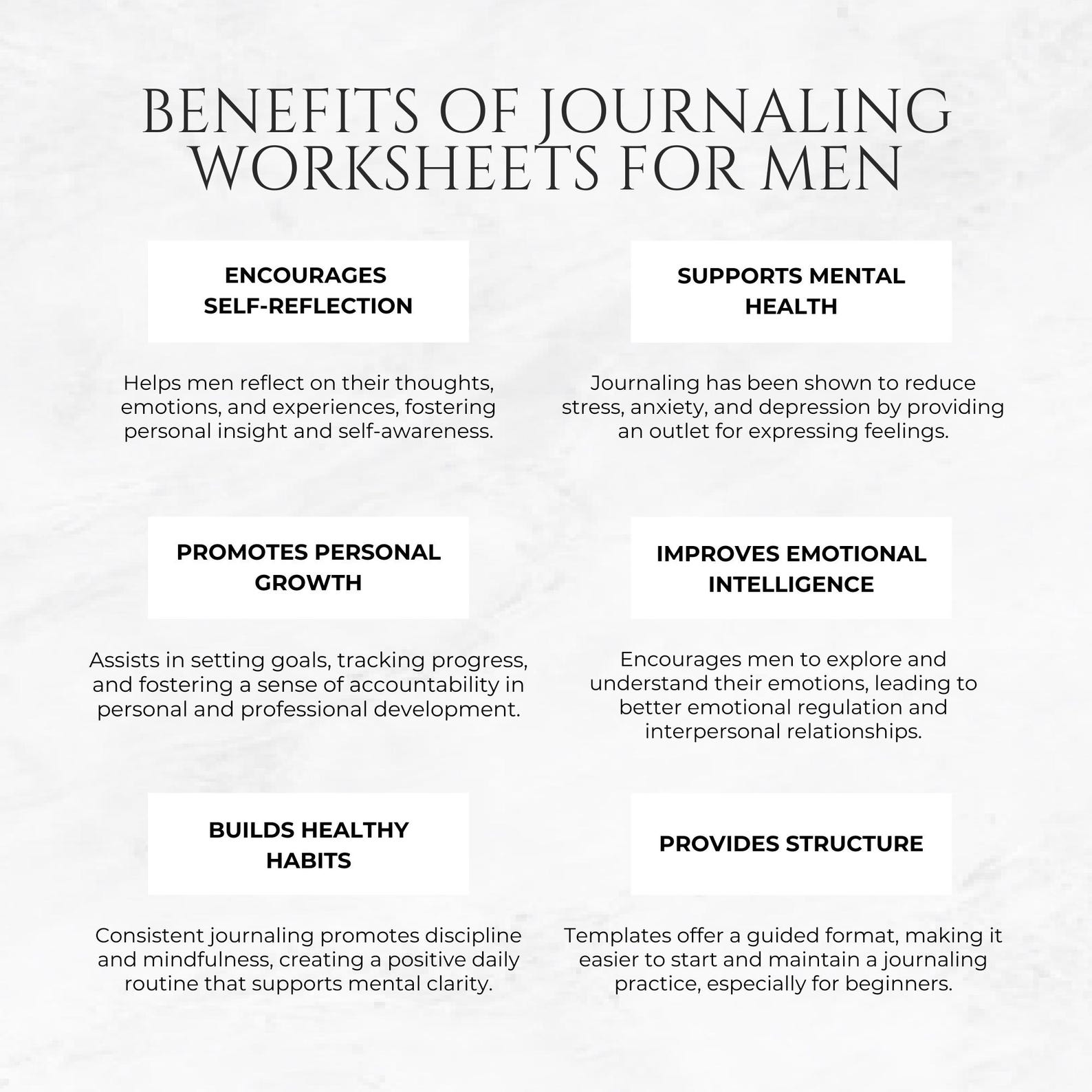 Journaling Worksheet for Men Template Printable Self-reflection ...