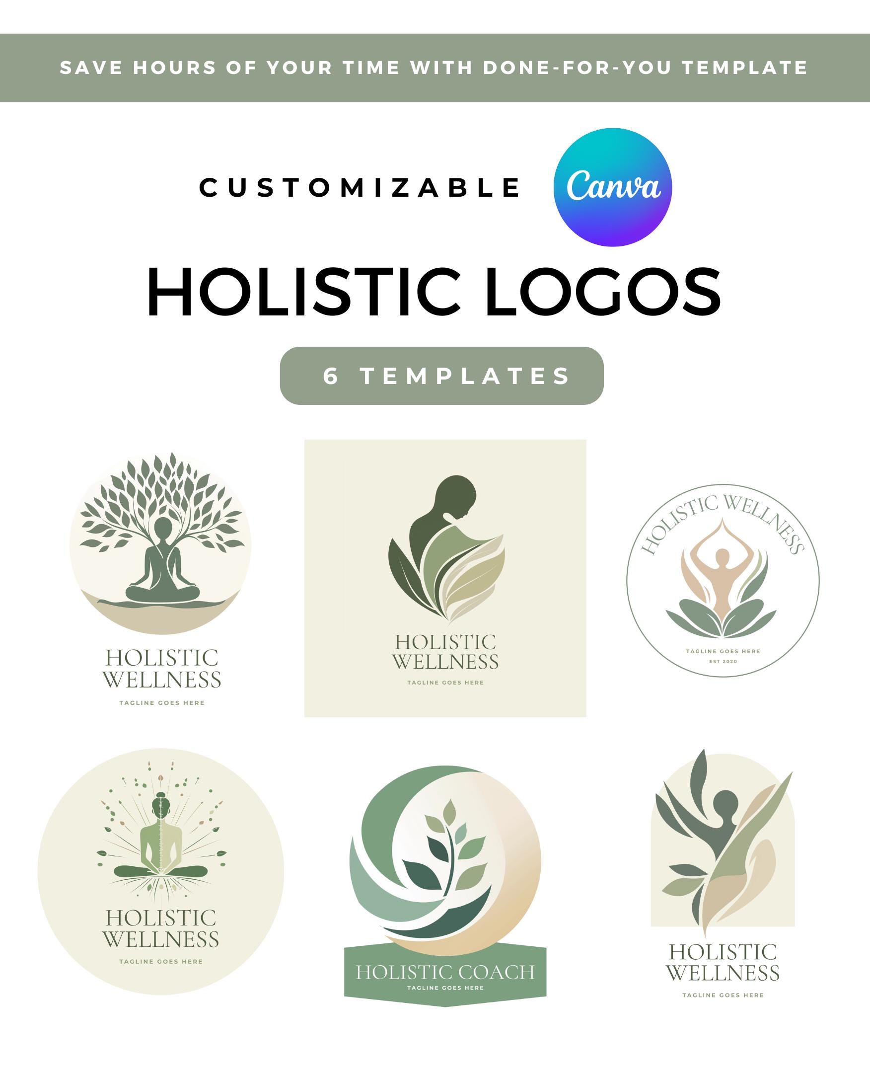 Holistic Logos Templates Canva Minimalist Logo Design Wellness Brand ...