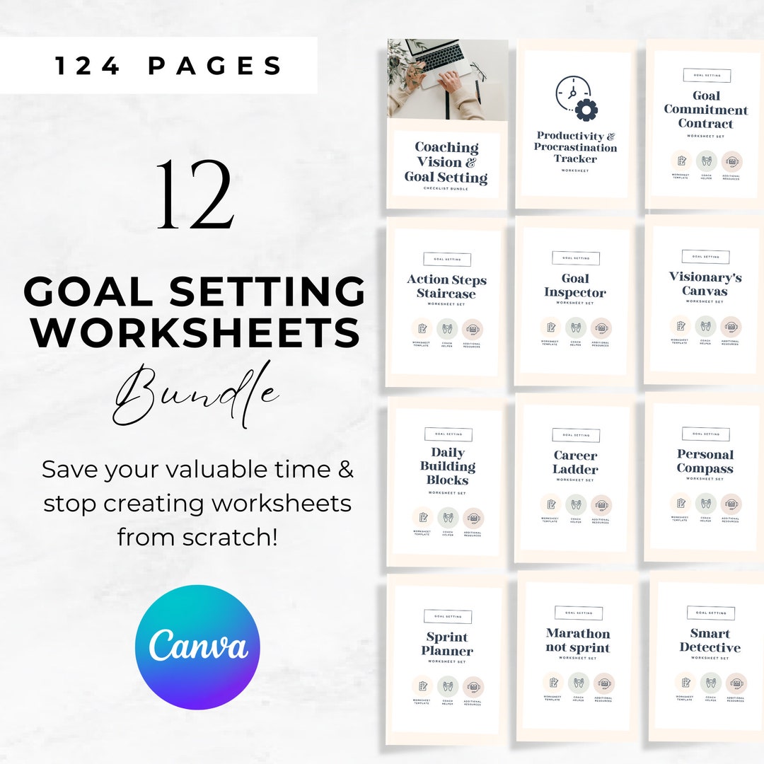Goal Setting Worksheets Bundle Printable Goal Planner Personal Goal ...