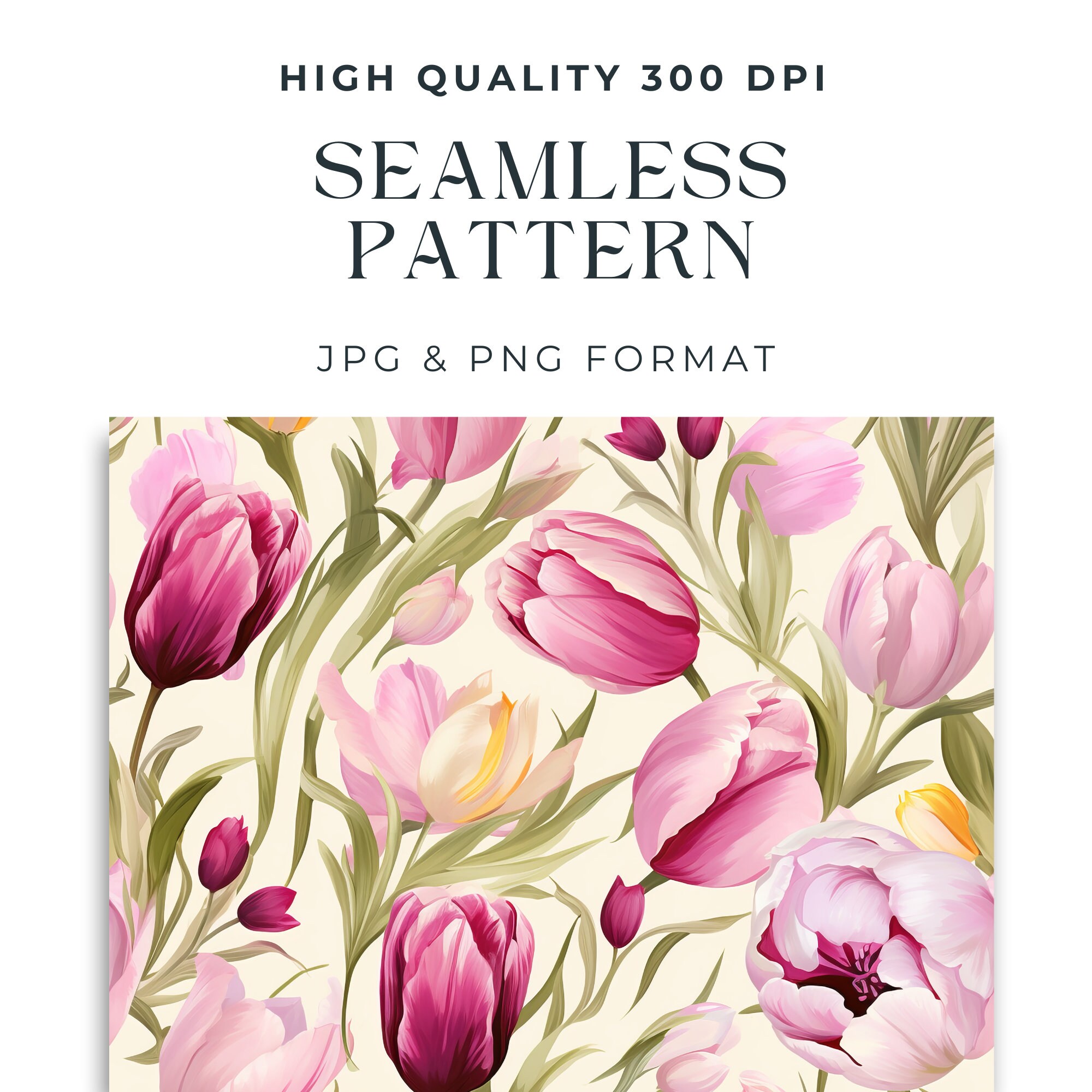 Seamless Pink Tulips Digital Pattern Pink Flower Pattern Floral Pattern ...