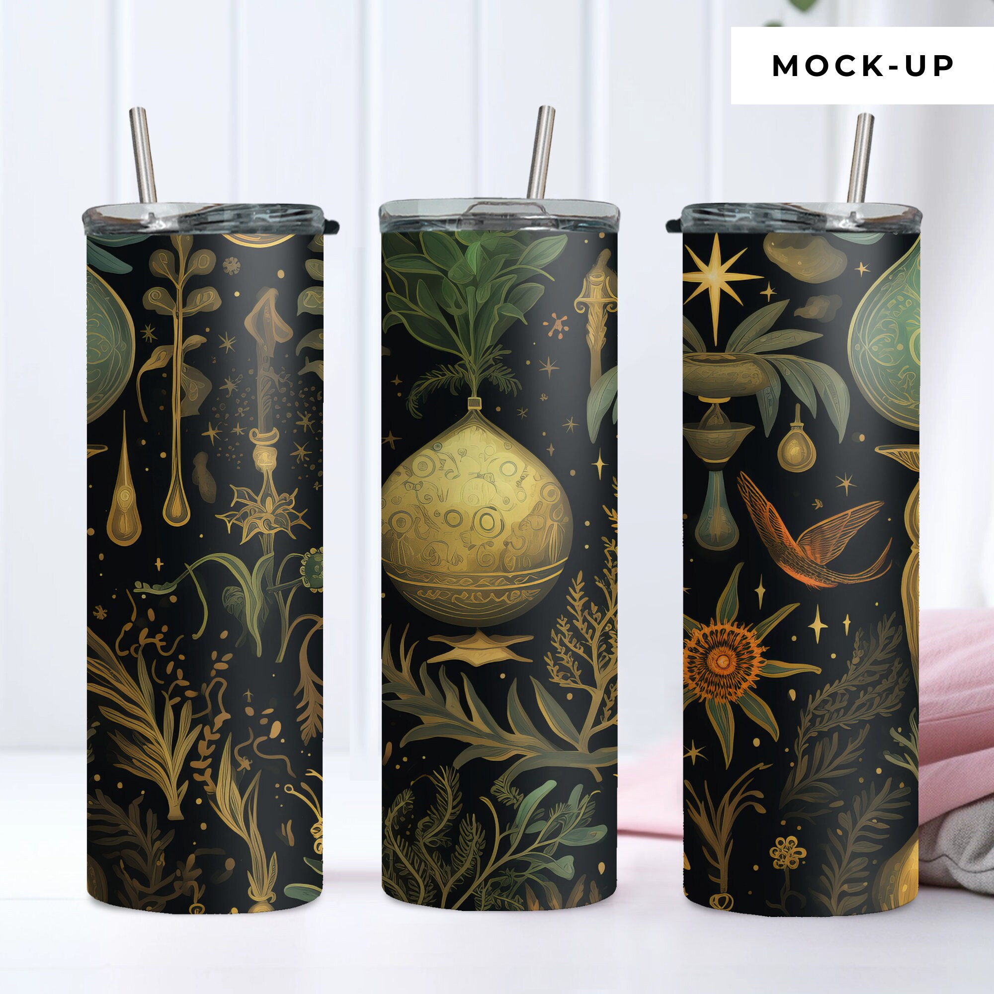 Seamless Alchemy Garden Digital Pattern Mystic Garden Digital Art ...