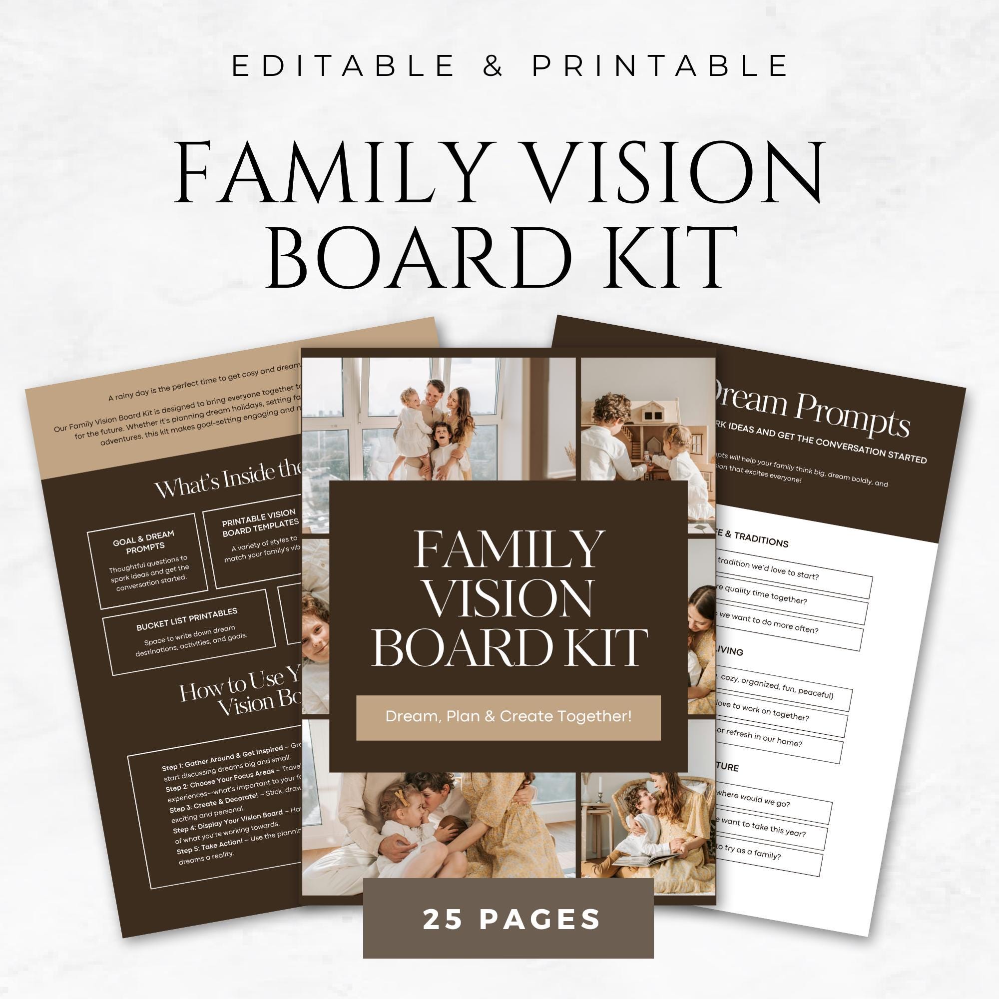 Family Vision Board Kit Template Printable Dream Manifestation Board ...