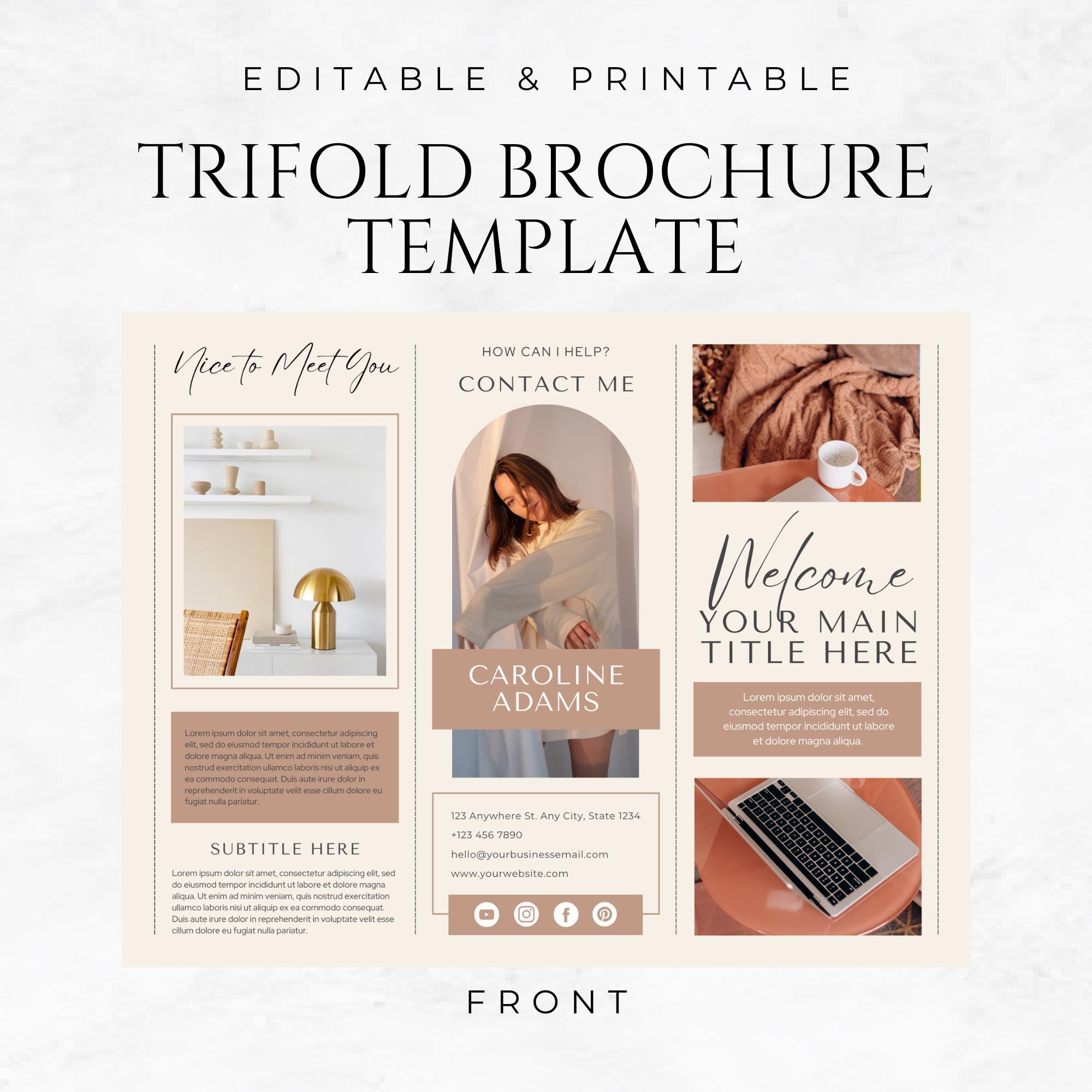 Trifold Brochure Canva Template Brochure Canva Design Editable Brochure Printable Brochure ...