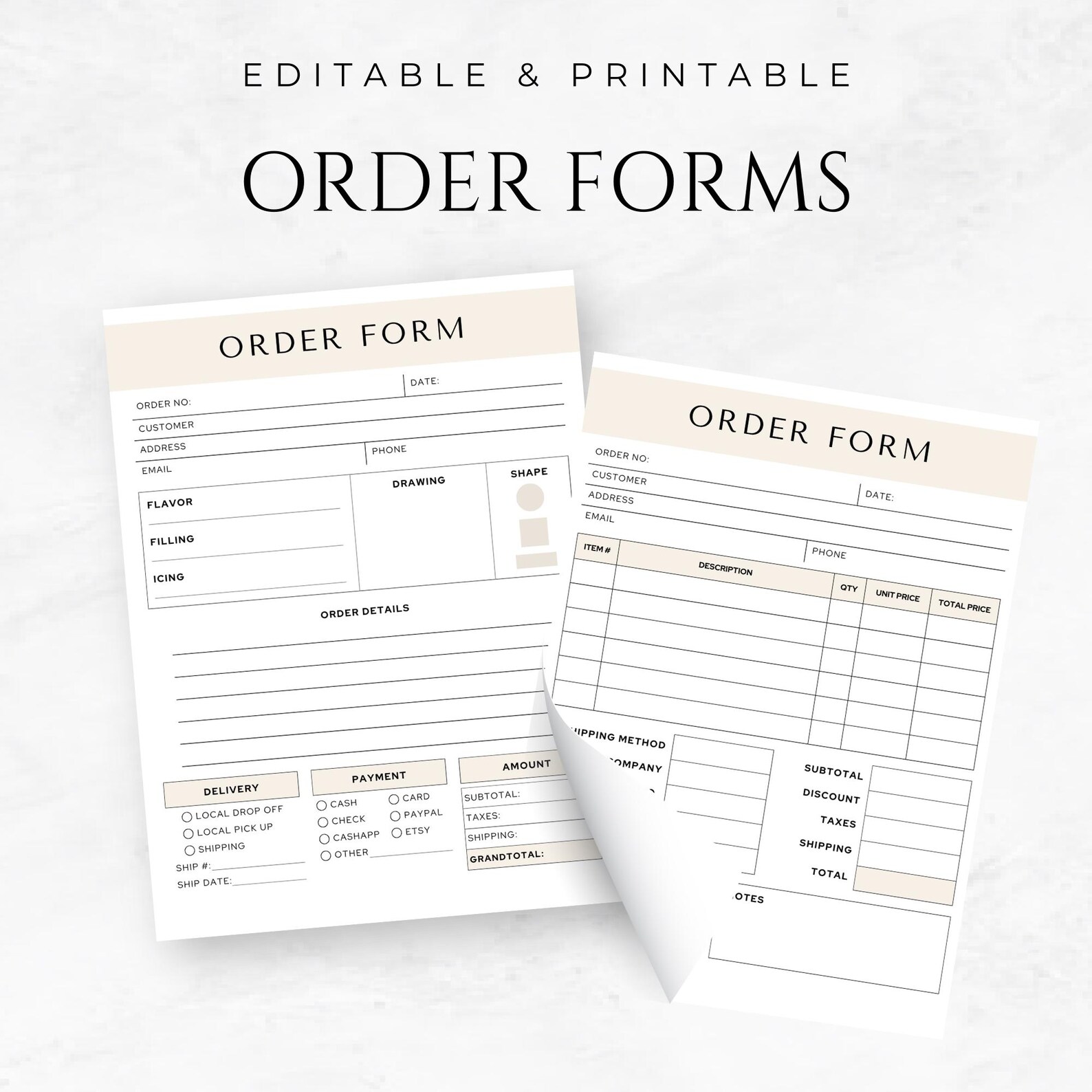 Bakery Business Forms Template Printable Bakery Order Form Bakery Order ...