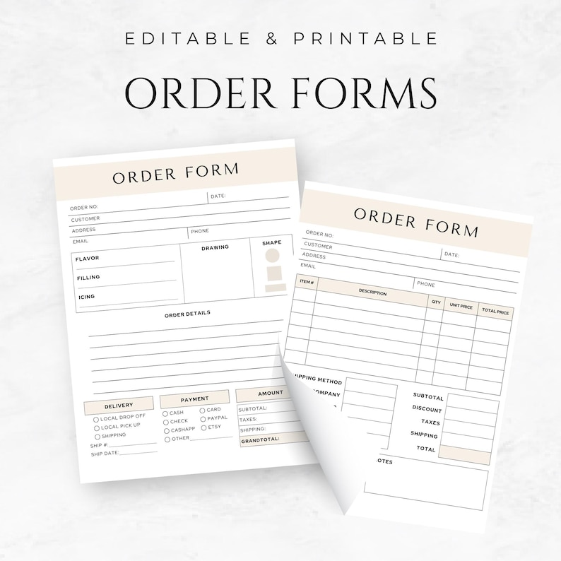Bakery Business Forms Template Printable Bakery Order Form Bakery Order ...