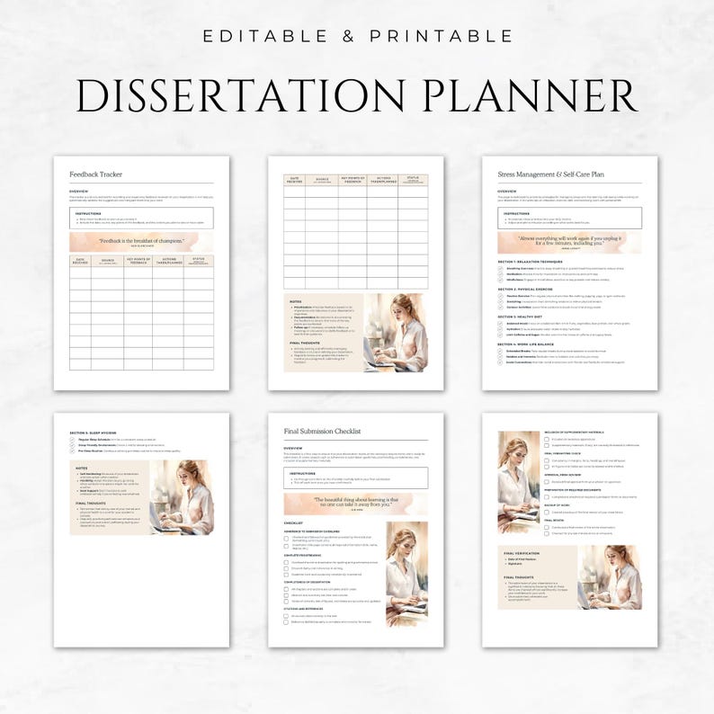 Dissertation Planner Template Printable Academic Planner Phd Planner ...