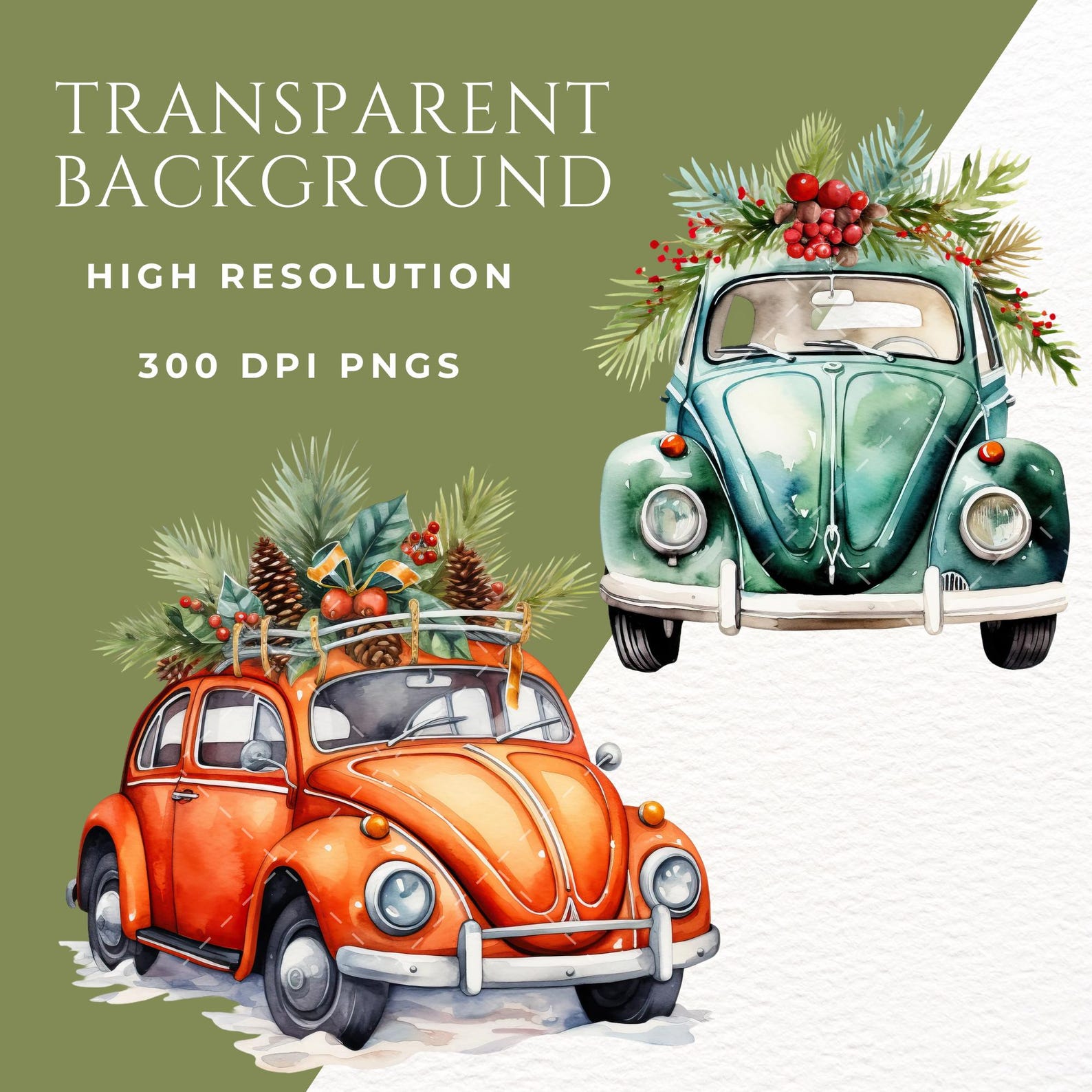 Christmas Cars Clipart Vintage Christmas Car Holiday Car Clipart ...