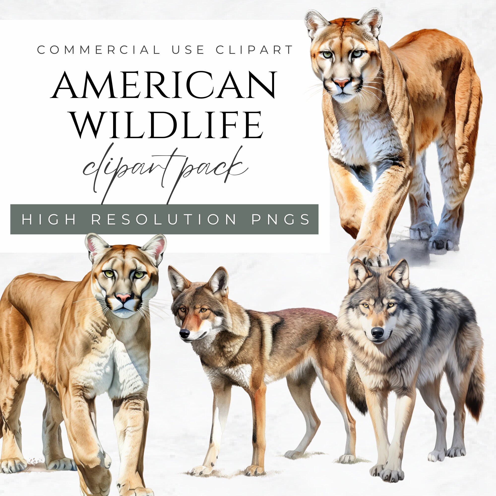 American Wildlife Animals Clipart USA Animals Clipart Wild Animals ...