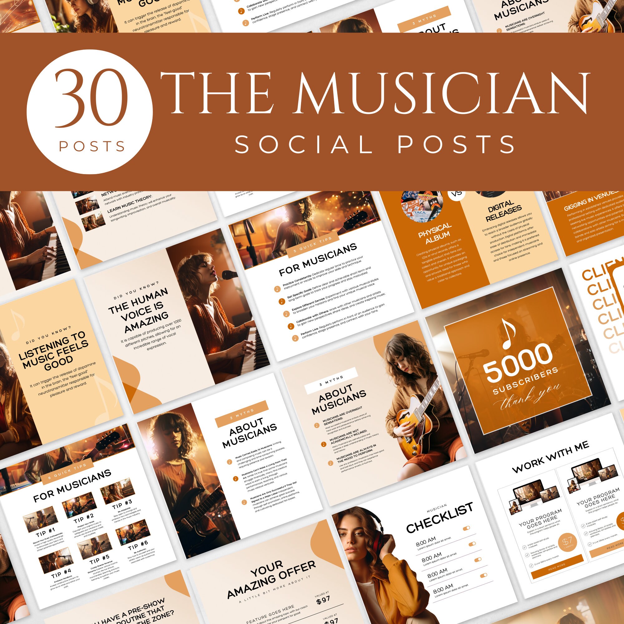 Musician Instagram Templates Musician Content Posts Musician Templates ...