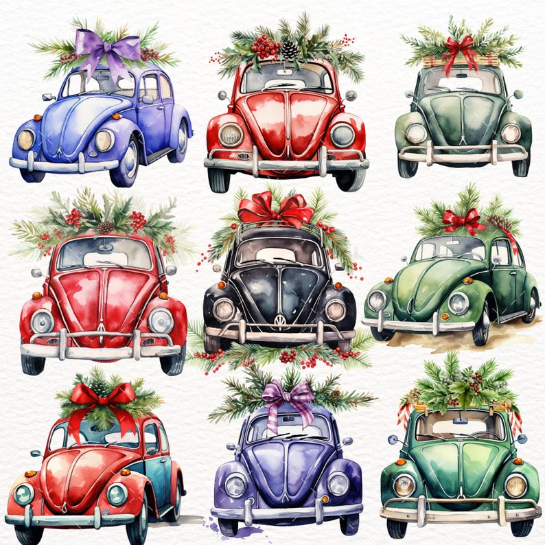 Christmas Cars Clipart Vintage Christmas Car Holiday Car Clipart ...