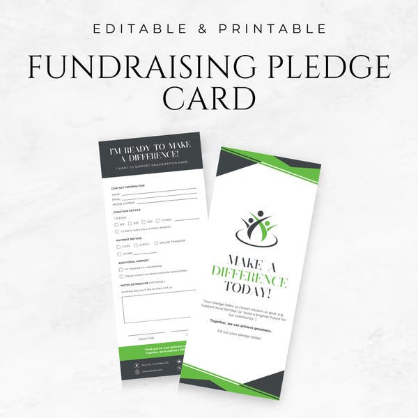 Pledge Card Templates - Etsy
