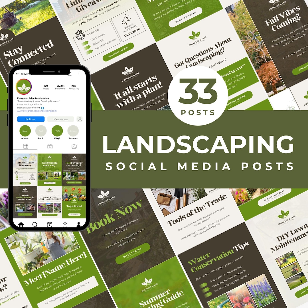 Landscaping Instagram Posts Templates Canva Lawn Care Marketing ...