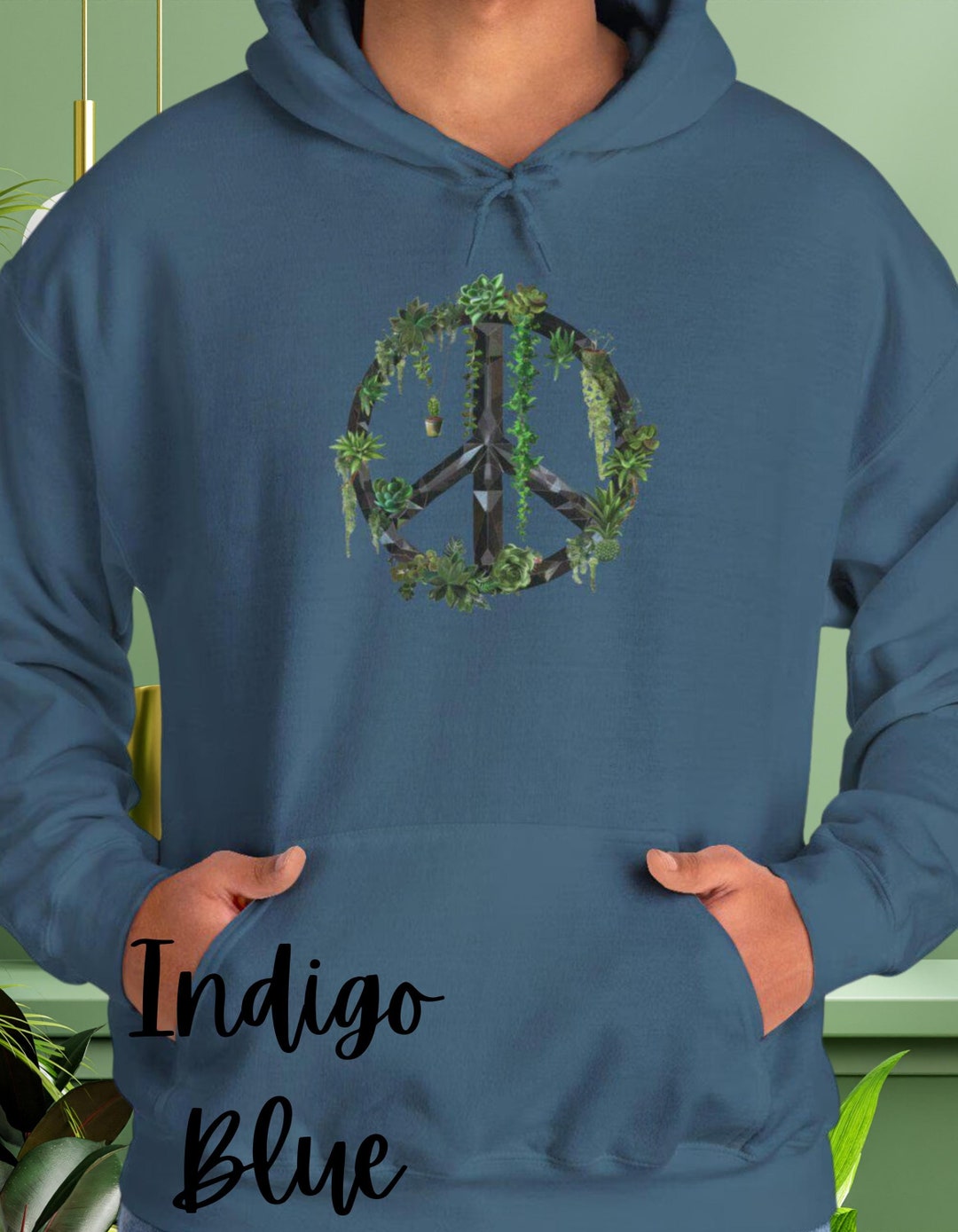 Boho Peace Sign Plant Hoodie Cozy Pullover for Plant Lovers Soft & Cozy ...