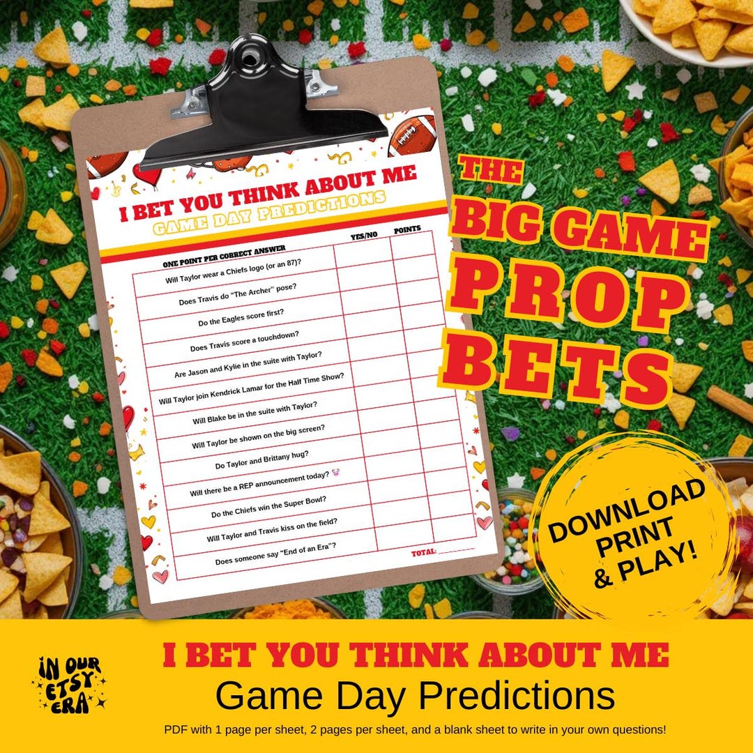 Swiftiebowl Big Game Prop Bet Printable Super Party Game - Etsy
