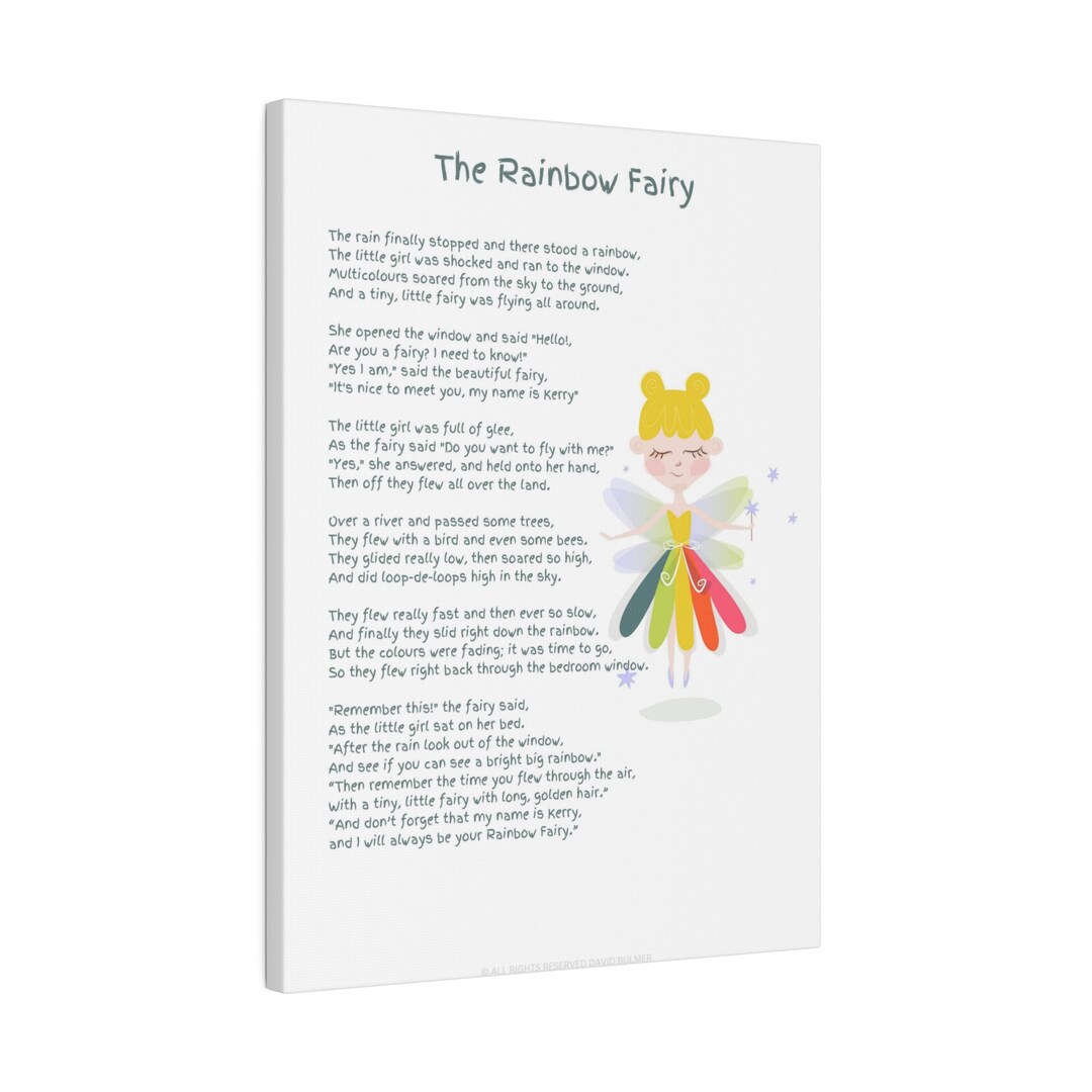 The Rainbow Fairy - Children's Poem - Canvas Print - Gift for Girl's ...