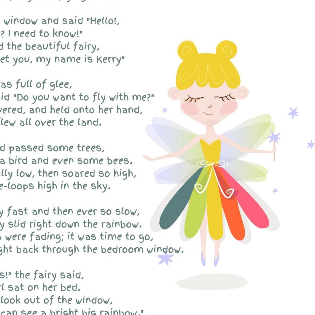 The Rainbow Fairy - Children's Poem, Children's Wall Art, Bedroom ...