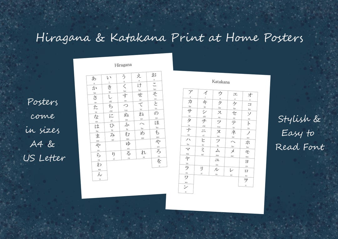Hiragana & Katakana Posters in Cursive Font With Borders - Etsy