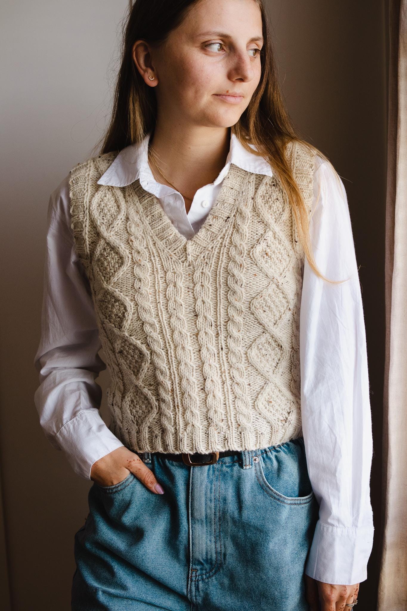 Knitting Pattern | Cable Slipover | Knit Vest | Hayley Slipover - Etsy