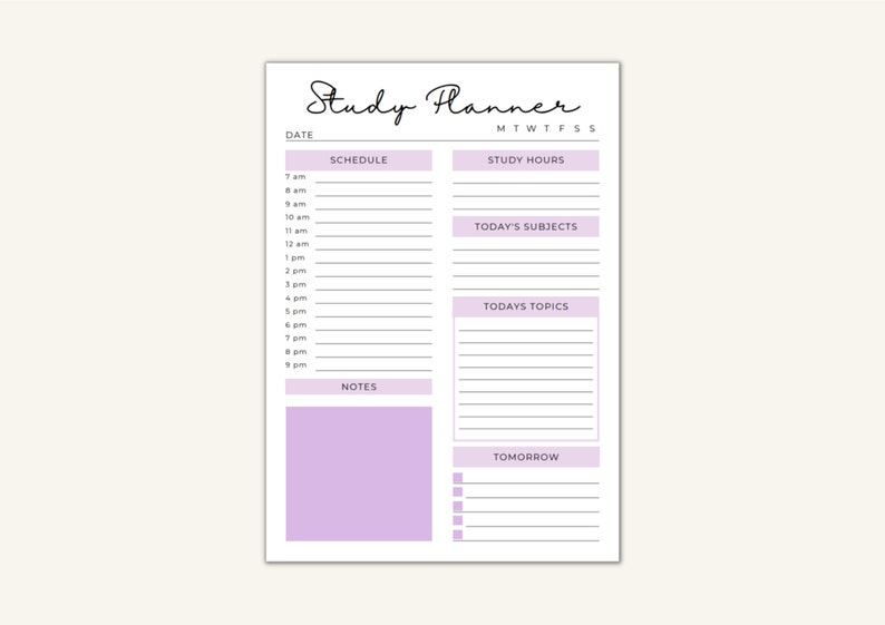 Study Planner Printable, Study Guide, Student Planner, Student ...