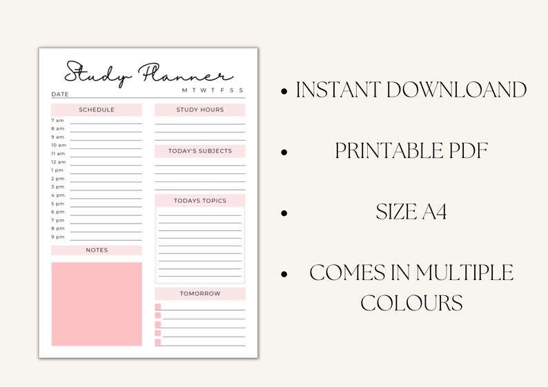 Study Planner Printable, Study Guide, Student Planner, Student ...