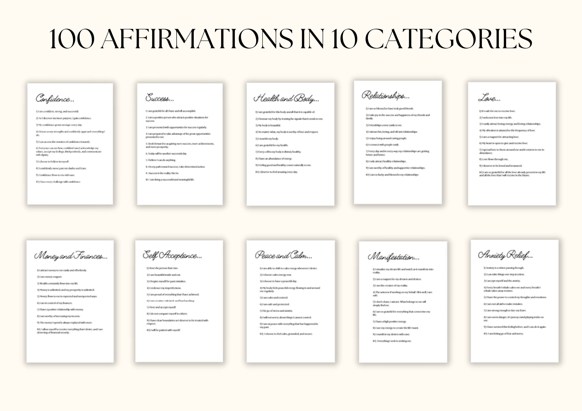 List of 100 Affirmations, Affirmations Printable, Daily Affirmations ...