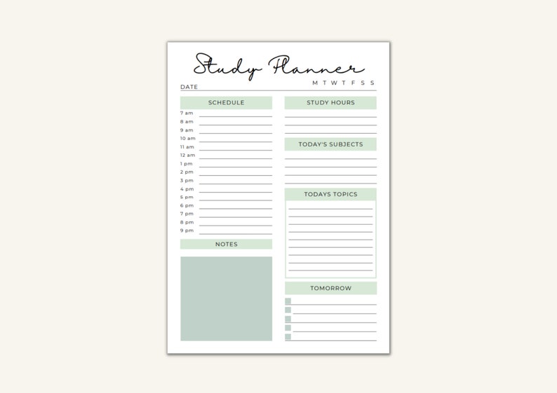 Study Planner Printable, Study Guide, Student Planner, Student ...
