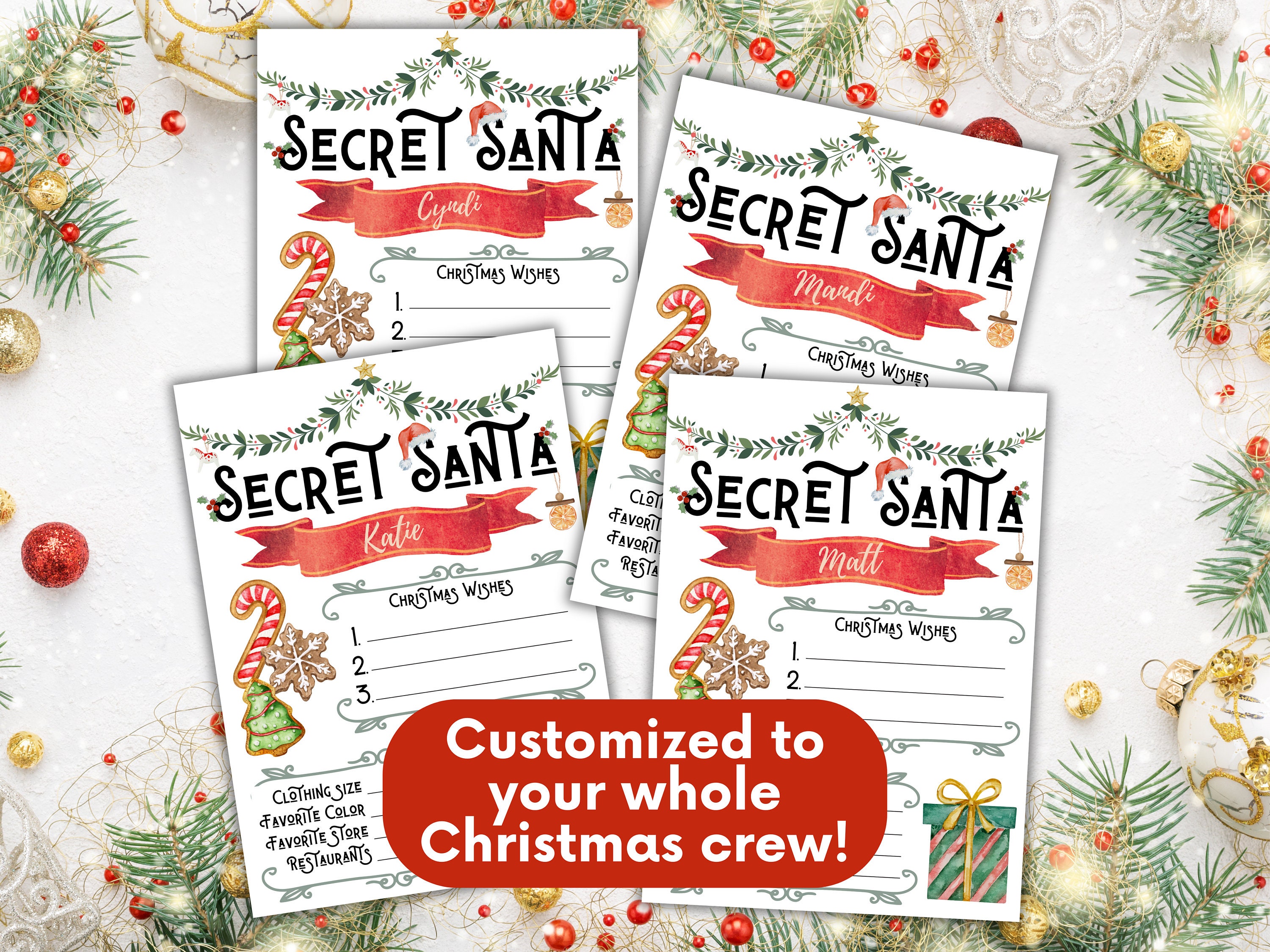 Custom Secret Santa Wish List for Christmas Personalized - Etsy