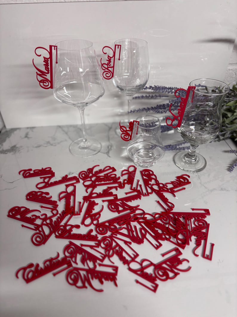 Gold Acrylic Name Drink Charms – Custom Laser-cut Wine Glass Charms - Etsy