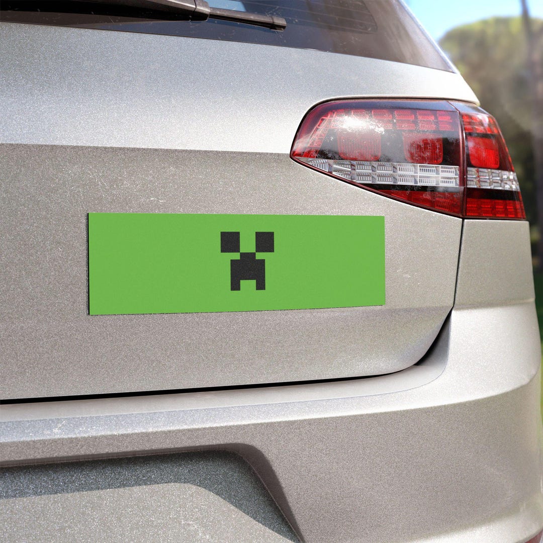 Minecraft Creeper Face Car Magnet - Durable, All-weather Vinyl Decal ...