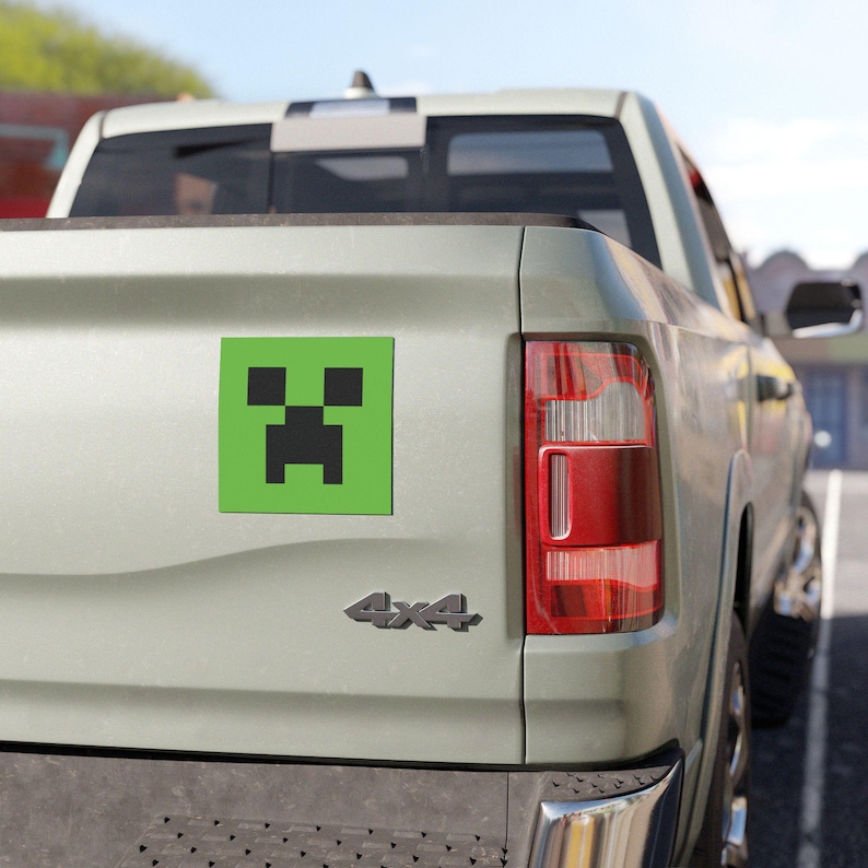 Minecraft Creeper Face Car Magnet - Durable, All-weather Vinyl Decal ...
