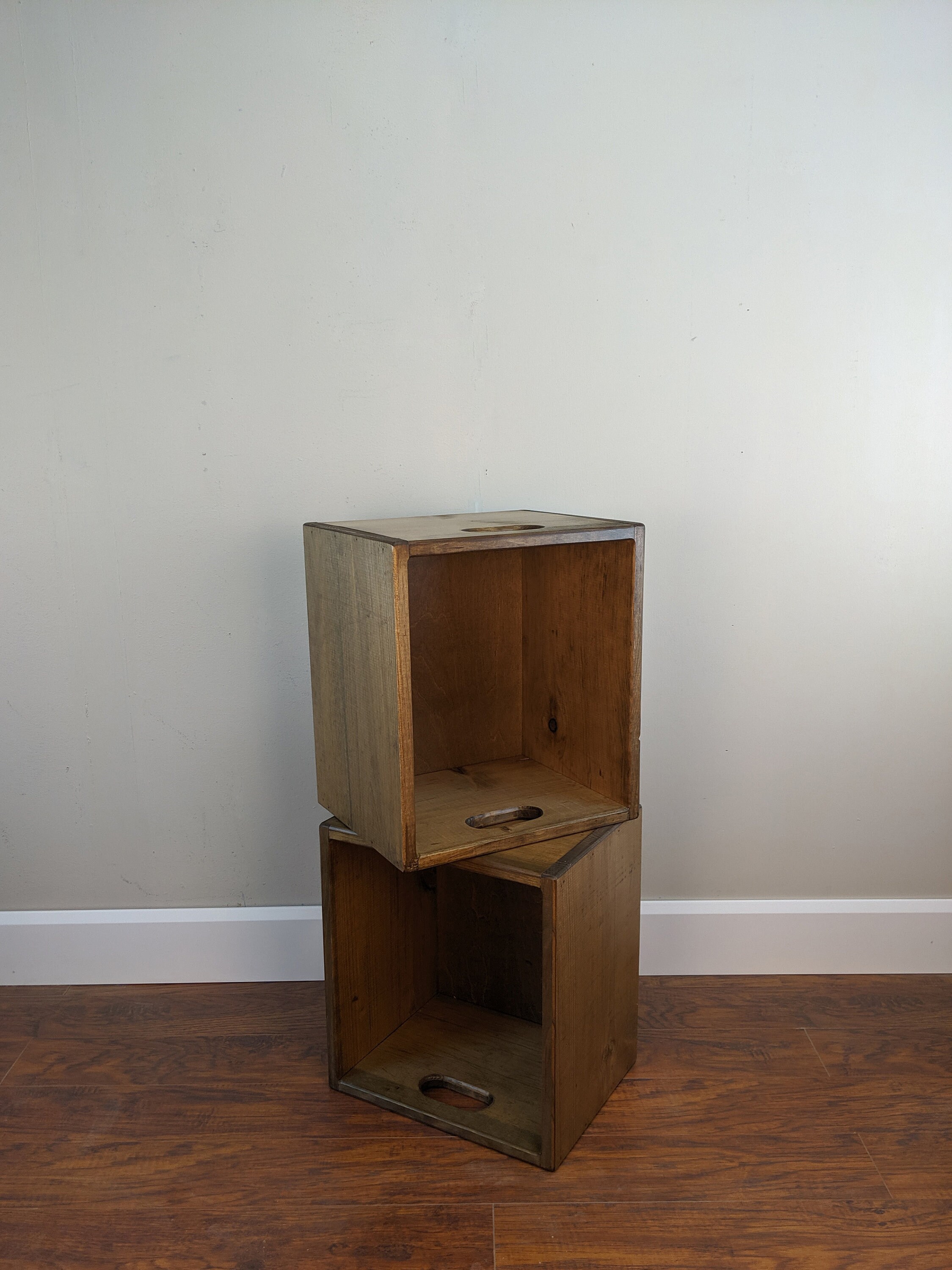Record Crates for Lps (x2) in Solid Pine - Sold as a Pair - Record ...