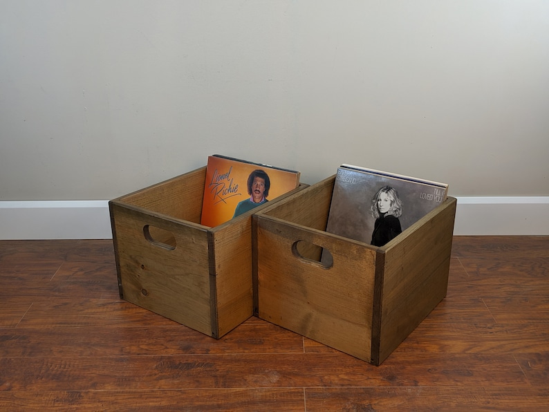 Record Crates for Lps (x2) in Solid Pine - Sold as a Pair - Record ...
