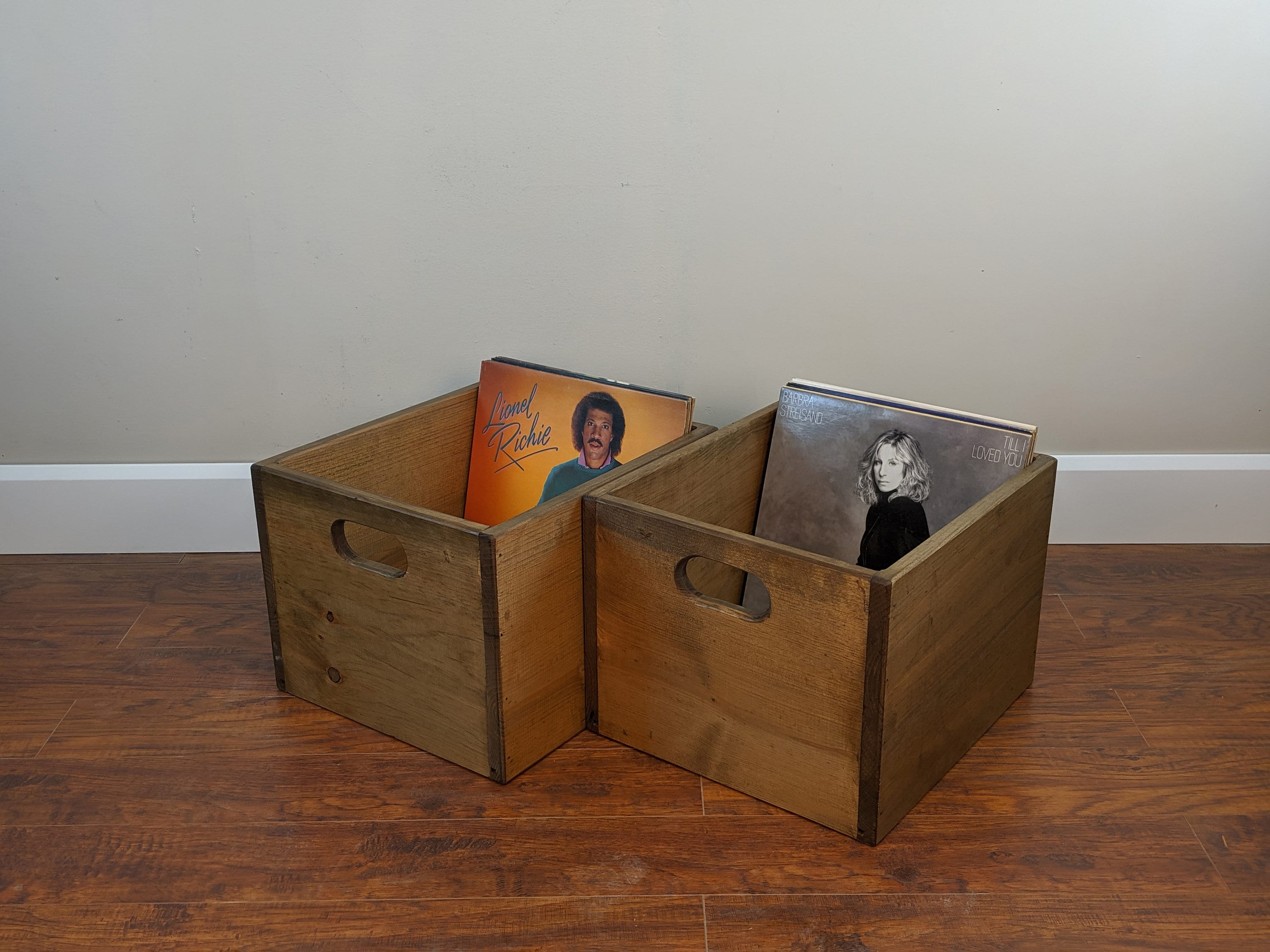 Record Crates for Lps (x2) in Solid Pine - Sold as a Pair - Record ...