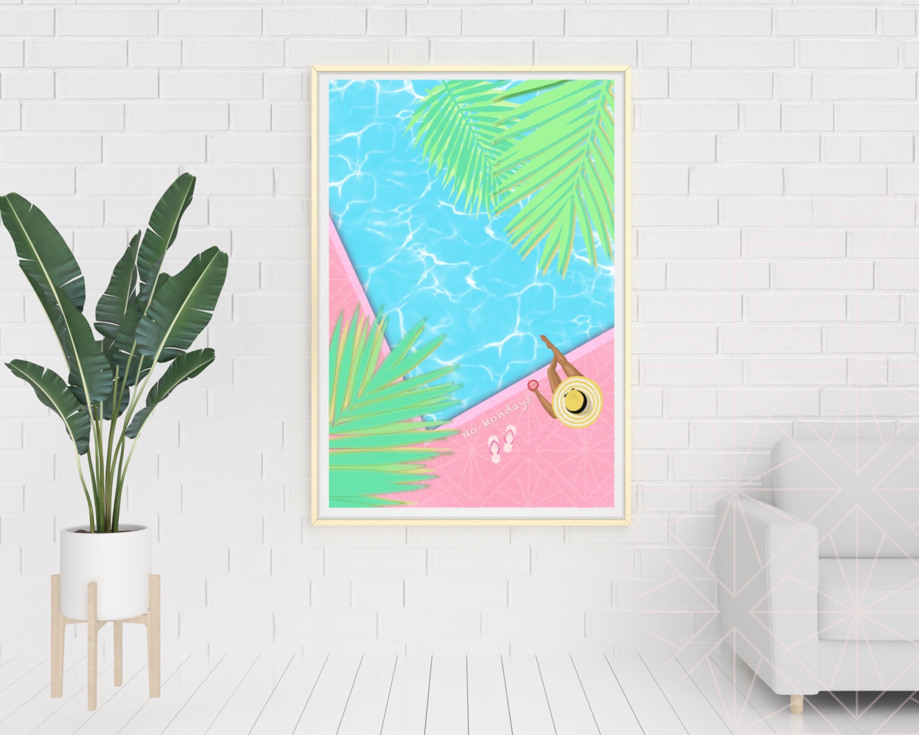 Swimming Pool Poster Retro Pool Print Digital Print People - Etsy