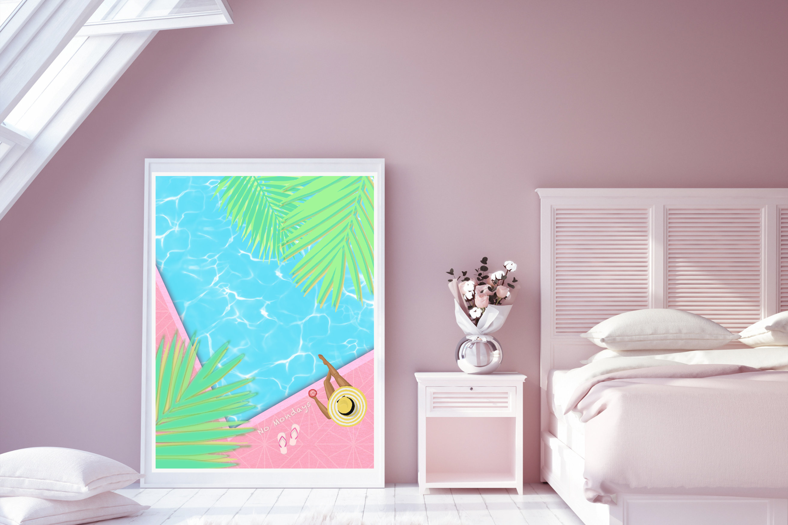 Swimming Pool Poster, Retro Pool Print, Digital Print, People in the ...