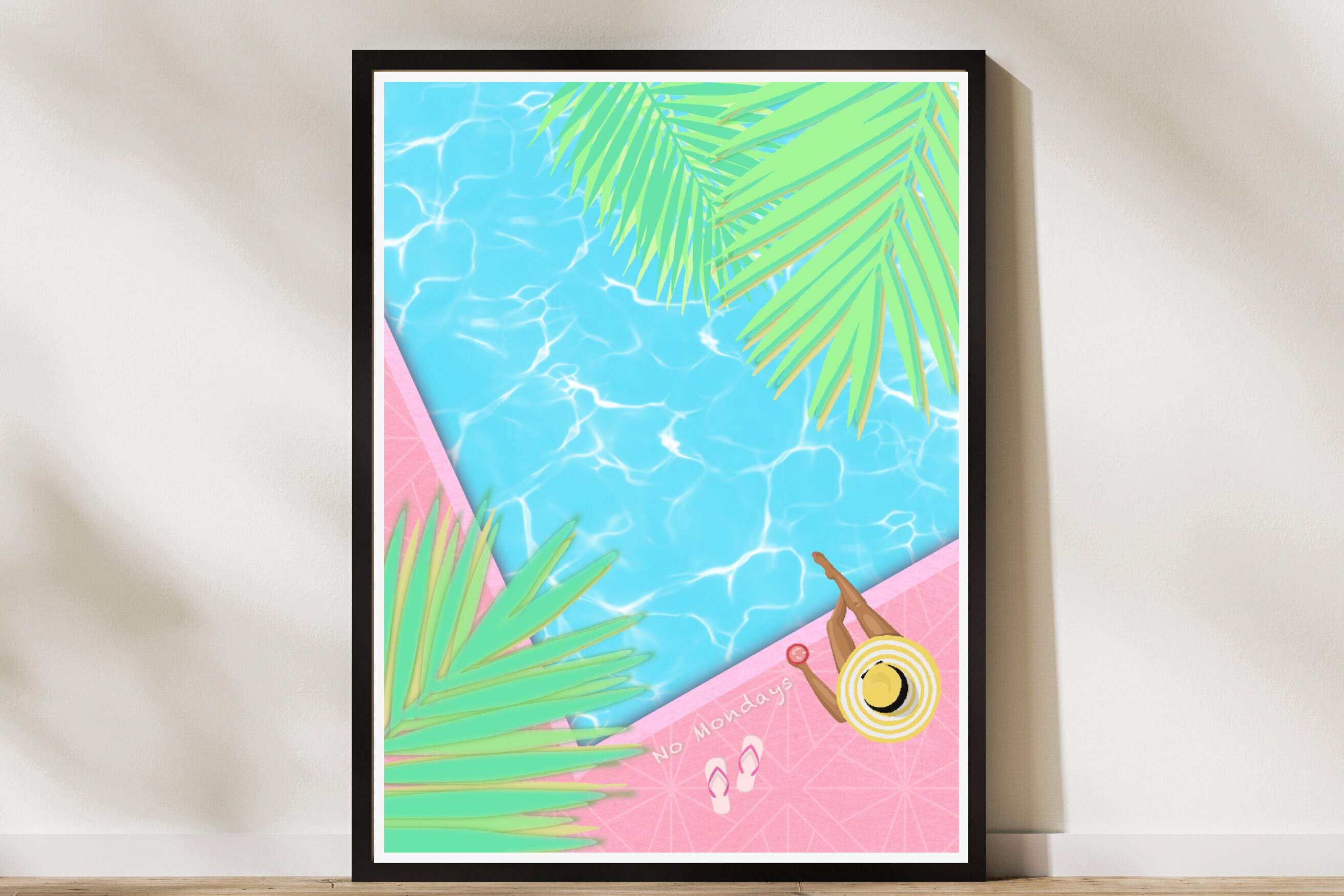 Swimming Pool Poster, Retro Pool Print, Digital Print, People in the ...
