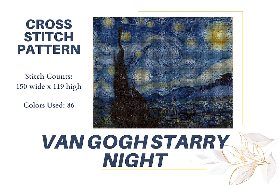 Van Gogh Starry Night Cross Stitch Pattern, Cross Stitch, Van Gogh, Van ...