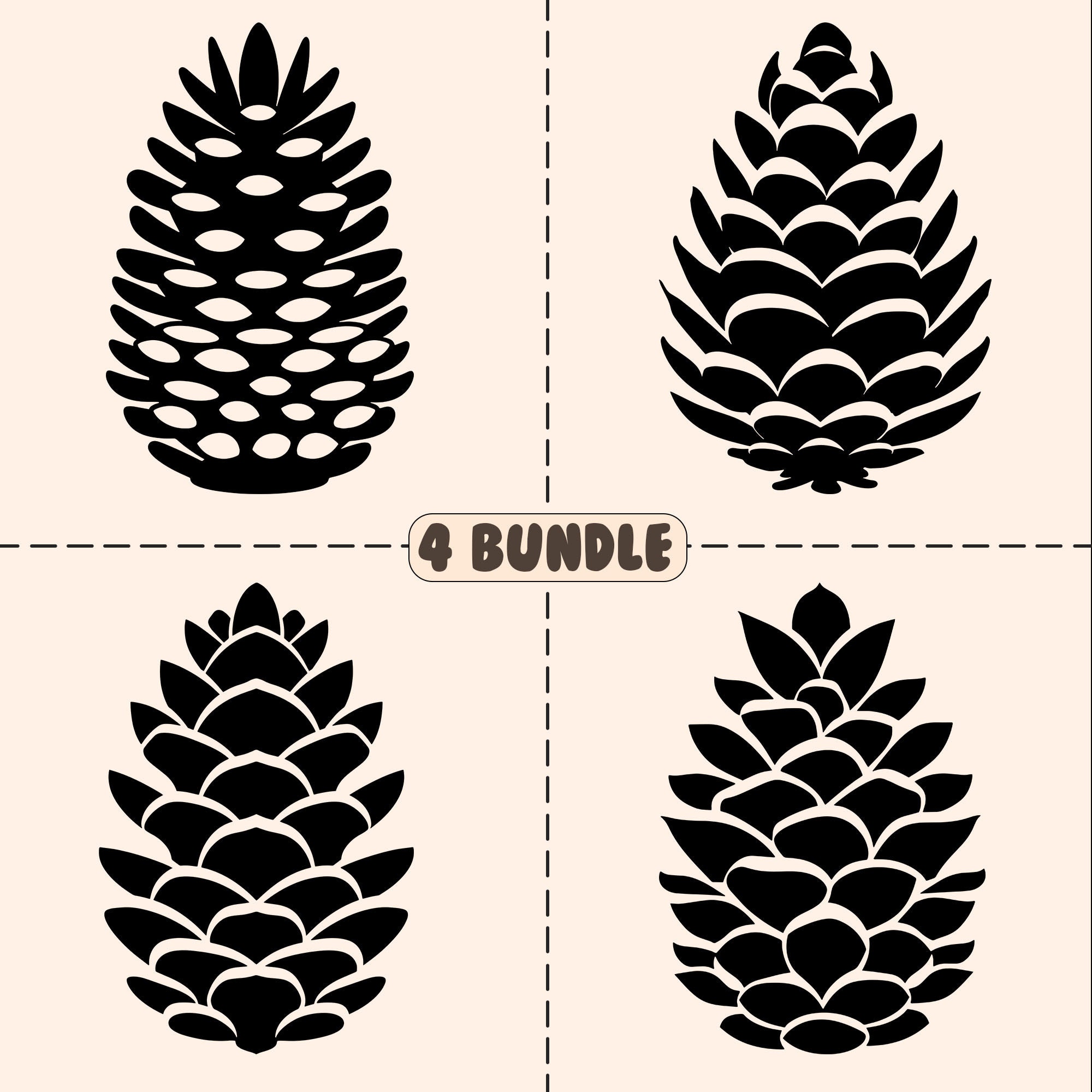 Conifer Cone SVG Conifer Cone PNG DXF Laser Machine Cut File Printable ...