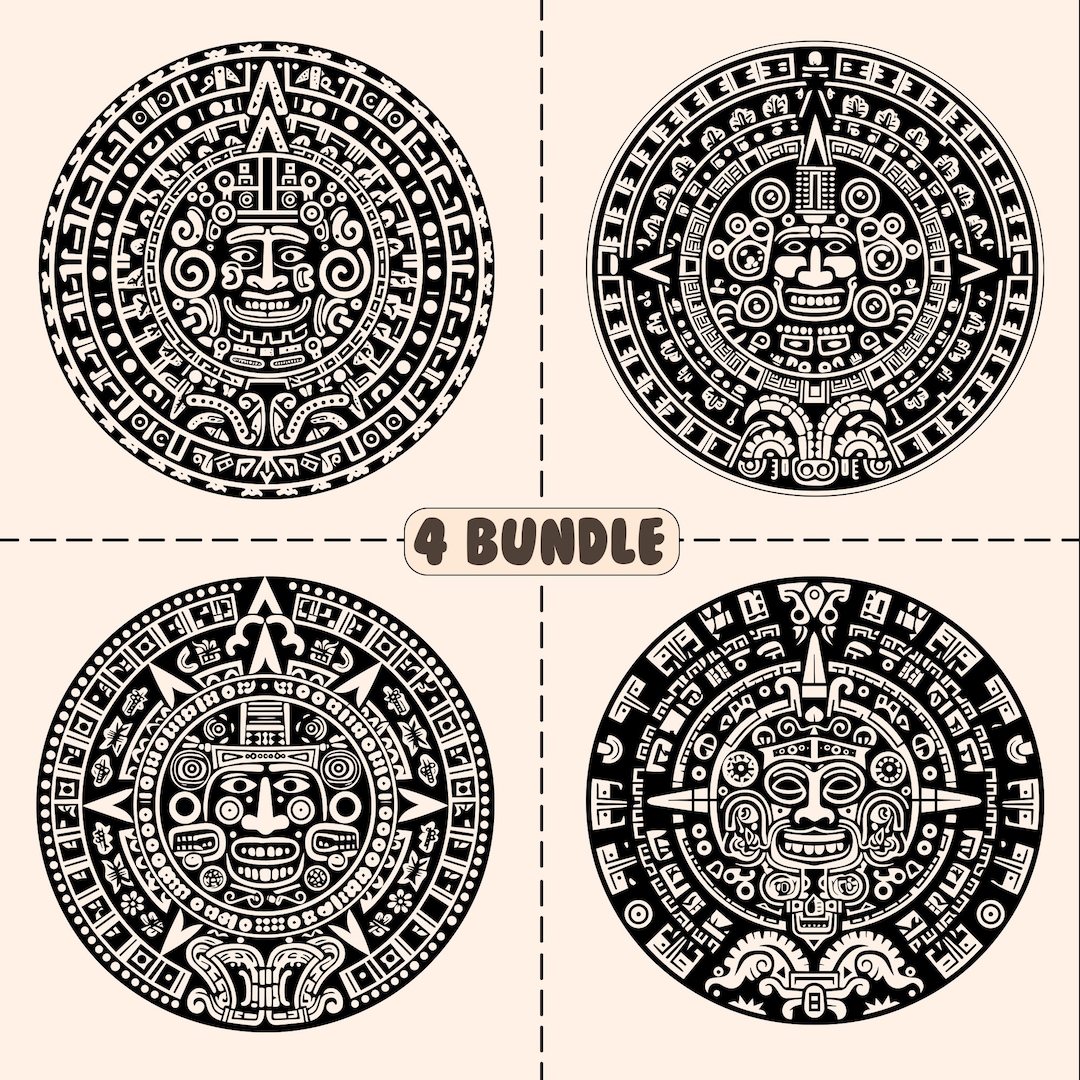 Mayan Calendar SVG PNG DXF Laser Machine Cut File Printable Silhouette ...